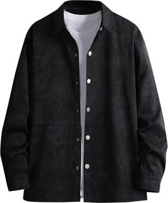 Generic Veste chemise &agrave; manches longues pour homme avec boutonni&egrave;re - Coupe ample - Chemise &agrave; manches longues - D&eacute;contract&eacute;e - Veste de loisirs l&eacute;g&egrave;re - Chemi