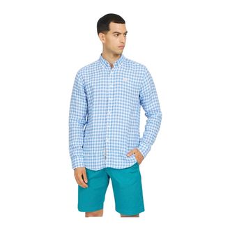 La Martina Chemise en lin &agrave; carreaux - Homme - Chemises - Bleu - Taille: L