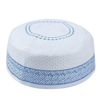 Generic Chapeau plat en coton brod&eacute; musulman toboggan pour homme avec, bleu, XL