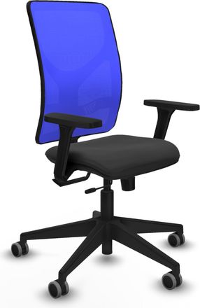 Piqueras y Crespo Fernarbeitsstuhl mit 3D-Armen, h&ouml;henverstellbare Lendenwirbelst&uuml;tze, ausgestattet mit Syncro/Traslack und Schneideschaum, Blau/Dunkelgrau