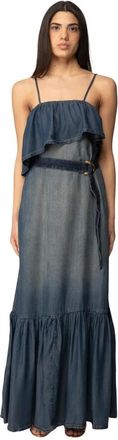 Pinko Pinko, Femme, Robes, Bleu, Taille: 38 FR Abito lungo in tela denim