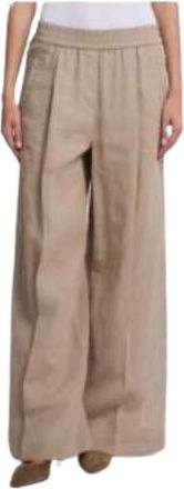 Brunello Cucinelli Femme, Pantalons, Beige, Taille: 38 FR Wide Pantalons