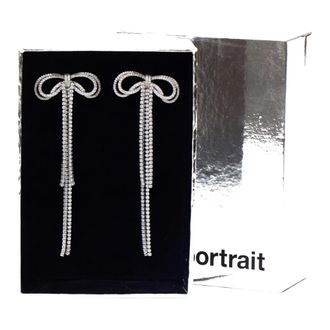 Self Portrait Doppel-Schleifen-Ohrringe mit Kristallen - - Accessories - Damen - Wei&szlig; - ONE SIZE