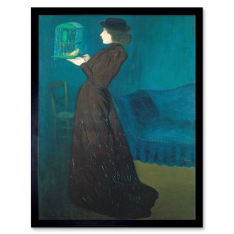 Fine Art Prints Jozsef Rippl Ronai Frau mit einem Vogelk&auml;fig Gerahmter Druck 30x40 cm