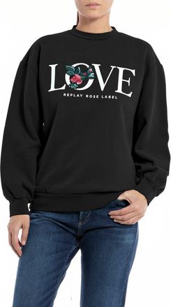 Replay Damen Sweatshirt aus Baumwolle Rose Label Collection, Black 098 (Schwarz), XXS