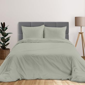 Pizuna Bettbezug 155x220 cm Baumwolle Silber, Atmungsaktiv 100% langstaplige Baumwolle in Perkalbindung Bettbezug Set mit verdecktem Knopfverschluss und 1 Ko