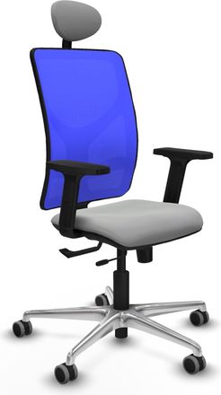 Piqueras y Crespo Computerstuhl mit 2D-Armen, h&ouml;henverstellbare Lendenwirbelst&uuml;tze und festes Kopfteil, ausgestattet mit Syncro/Traslack und Schneideschaum, Blau/Hellgr