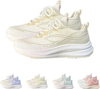 Generic Chaussures de course &agrave; pied pour femme - L&eacute;g&egrave;res et respirantes - Pour la marche, la gym, le sport - Chaussures de tennis antid&eacute;rapantes &agrave; lacets, jau