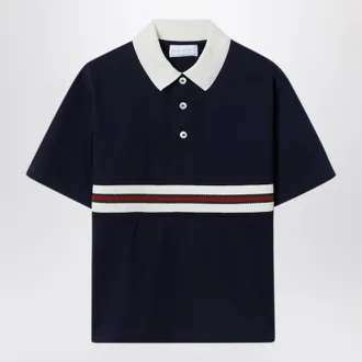 Gucci Dark blue polo with Web detail