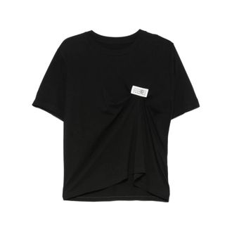 Maison Margiela Gathered Jersey T-Shirt - - Tops - Damen - Schwarzk - S