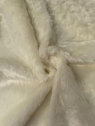 CRS Fur Fabrics Einfarbig Spass Kunstpelz Stoff Material Ecru (Nicht-Gerade Weiss) - Weiß, 1Mtr - 150cmx100cm