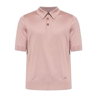 Dolce & Gabbana Homme, Tops, Rose, Taille: L Polo en soie avec logo brod&eacute;
