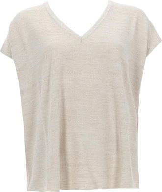 Fabiana Filippi Cotton-Viscose V-Neck Blouse - Beige