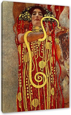 Pixxprint Gustav Klimt - Hygieia, Weiß, Größe: 120x80cm, Leinwandbild, fertig gespannt, Wandbild, Dekoration, Kunstdruck, kein Poster