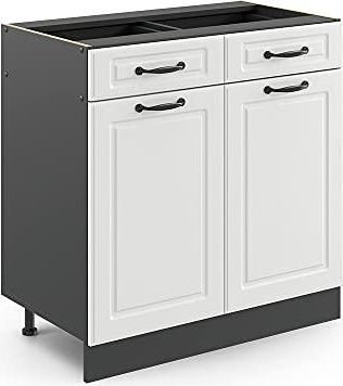 Vicco Meuble Cuisine R-Line, Blanc Campagne/Anthracite, 80 cm sans Plan de Travail