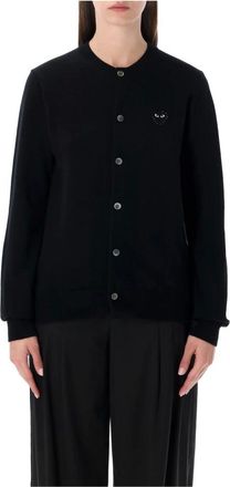 Comme Des Gar&ccedil;ons Femme, Pulls, Noir, Taille: 44 FR Cardigan Col Rond Coeur Cristal