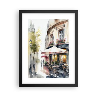 Arttor Poster Schwarzrahmen Kaffeehaus Paris Aquarell Deko 30x40cm Wandposter Art Prints Wandbilder Dekoration Wohnzimmer Schlafzimmer K&uuml;che Wanddeko Bild Wa