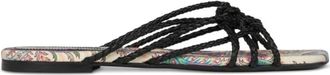 Etro Femme, Chaussures, Noir, Taille: 41 EU Sandales Basses en Cuir Tress&eacute;