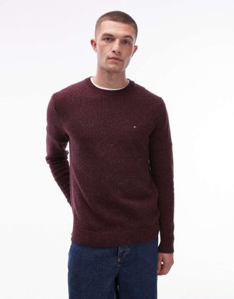 Tommy Hilfiger Pull en laine dagneau mélangée - Bordeaux foncé-Rouge