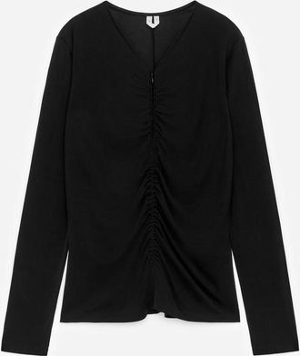 Arket Gerafftes Oberteil Mit Kurzem Rei&szlig;verschluss -Schwarz