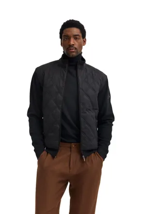 Bugatti Herren Sweatjacke 8700-85056D Regular Fit, Rautensteppung, Rei&szlig;verschluss, Stehkragen, Baumwollmix