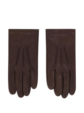 Longchamp gants en cuir - Marron
