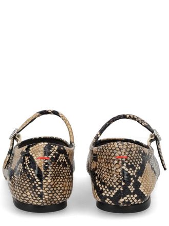 Aeyde Snake Print Calf Leather Mary-Jane Flat - Hazelnut