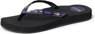 Reef Reef Ginger Tongs de plage pour femme, sangle tissée douce en plastique PET 100% recyclé, noir/violet, 36 EU