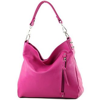 modamoda.de T183 - Sac à bandoulière en cuir pour dames, Couleur:Rose Très Foncé