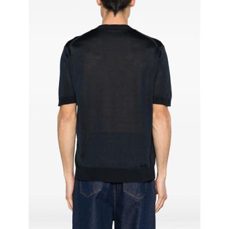 Fendi Viscose Crew Neck T-Shirt - Navy