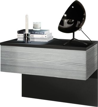 Vladon Nachttisch Sleep, Made in Germany, Nachttischschrank mit Schublade zur Wandmontage, Schwarz matt/Avola-Anthrazit (60 x 46 x 35 cm)