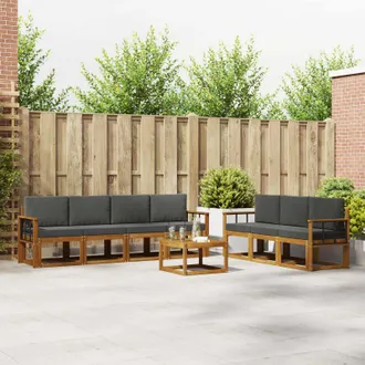vidaXL Vidaxl Set Di Divani Da Esterno 8 Pz Naturale E Antracite