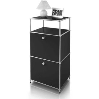 Floordirekt Metallregal Concept Epure MK-120 Aufbewahrungsregal mit verschlie&szlig;baren F&auml;chern, offenem Fach & Ablage Schwarz