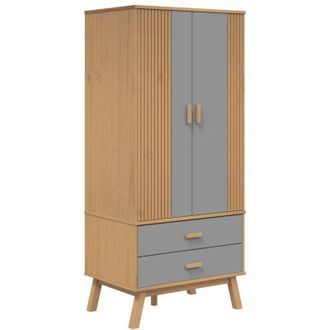vidaXL Kleiderschrank olden Grau Braun 76,5x53x172cm Massivholz Kiefer - Vidaxl