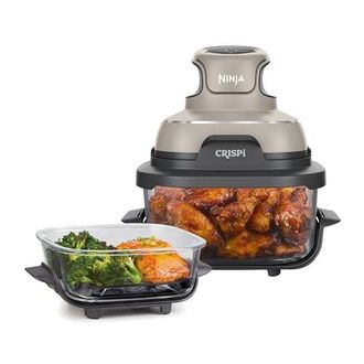 Ninja CRISPi tragbare Air fryer Heißluftfritteuse, 3,8 l, 4-in-1: Heißluftfrittieren, Braten, Warmhalten, Recrisp, kompakt, 6 Portionen, 2x herausnehmbare G