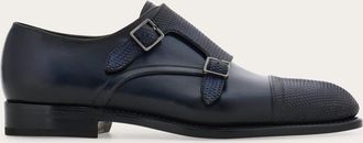 Ferragamo Herren Double-Monk Tramezza Blau Gr&ouml;&szlig;e 41.5