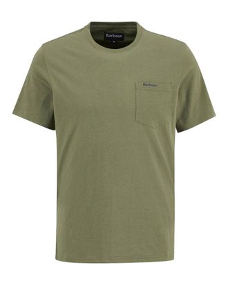 Barbour T-Shirt aus Baumwolle mit Brusttasche und Label-Schriftzug in