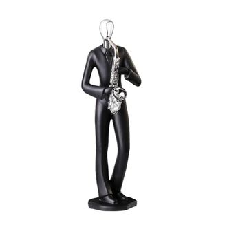 Exceart Hausverzierung Skulptur Saxophon Musiker Figurine Harz Band Saxophon Player Skulptur Moderne Dekoration Decor Party Ornament 10X27cm Schwarz Saxophon-