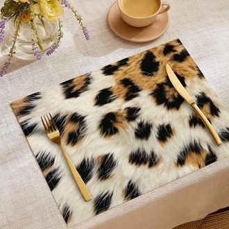 Generic Stoff-Tischsets - Leopard Modern - 8Er-Pack - 45X30Cm - Hitzebeständige, Leicht Reinigen, rutschfest Platzsets Für Die Küche, Esstisch, Tischsets Aus 