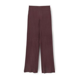Motivi Plissierte Palazzo-Hose aus Viskose-Lurex-Strick - - Trousers - Damen - Braun - XS