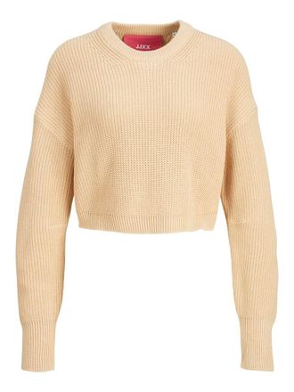 Jack & Jones Womens JXCARLOTA LS Twist Cropped CN Knit Pullover, Beige, S