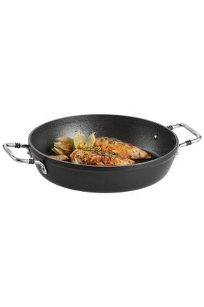 FISSLER Servierpfanne Adamant, Schwarz, Metall, 2,6 L, Made in Germany, backofengeeignet, kratzfest, antihaftbeschichtet, Kochen, Pfannen, Servierpfannen