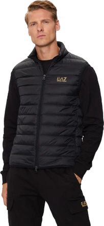 Emporio Armani Herren Gewebte Daunenweste, Black/Gold, XL