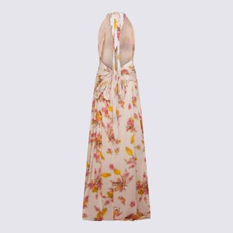 Blumarine Womens Floral Print Dress Beige
