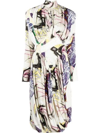 Stella McCartney robe &agrave; imprim&eacute; graphique all-over - Tons neutres