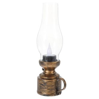 Holibanna LIFKOME Elektronische Petroleumlampe Vintage Bronzefarben Wassertropfen Design Sichere Tischlampe f&uuml;r Wohndekor und B&uuml;ro Dekorative &Ouml;llampe im Retro S