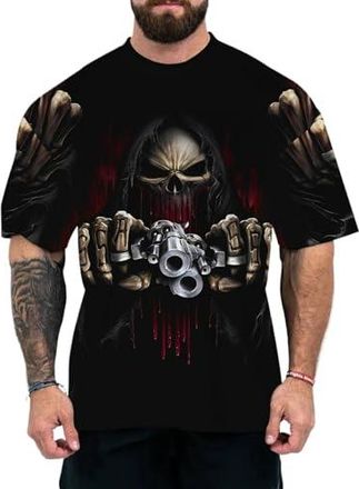 Generic T-shirt unisexe avec impression 3D - Pour homme - Motif tête de mort hippie, S1., XXXXL
