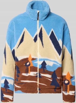 Napapijri Fleecejacke im Allover-Look mit Stehkragen