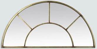 Emde Emde - Miroir demi lune effet fenêtre métal doré 92x46cm