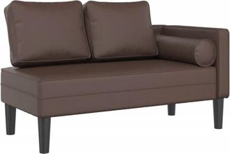 vidaXL Chaise longue avec coussins marron similicuir - Vidaxl